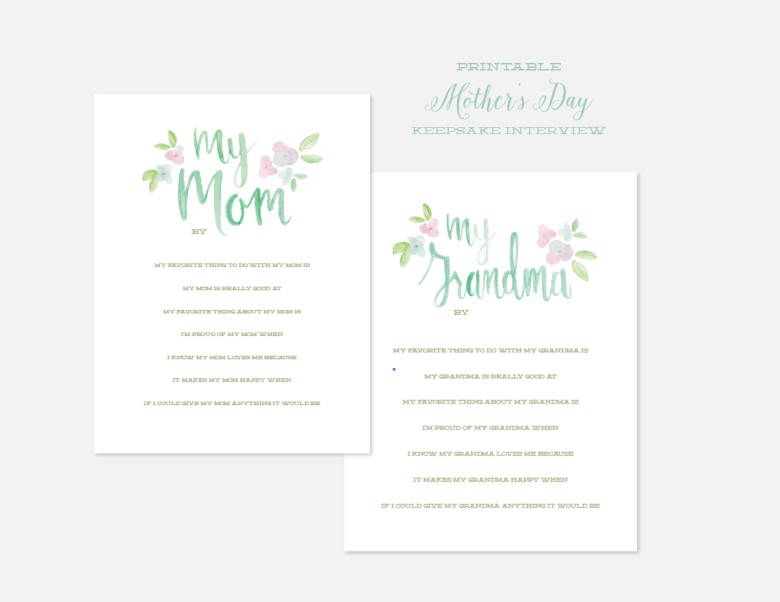 Mother's Day Keepsake Interview - FREE PRINTABLE - Itsy Belle
